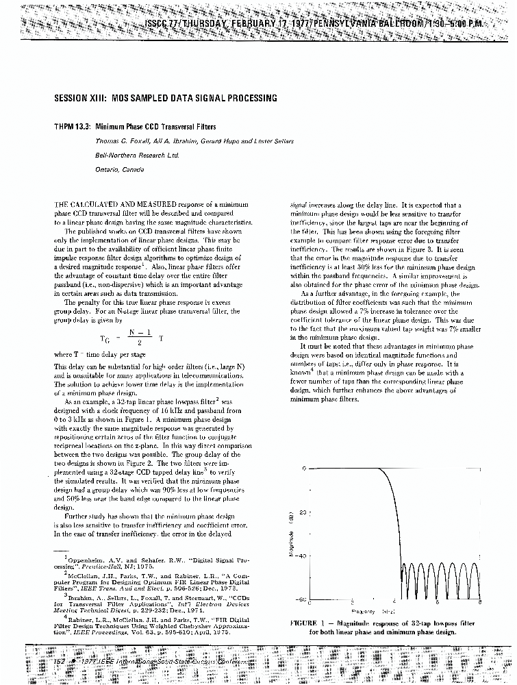 Minimum Phase Ccd Transversal Filters Ieee Conference Publication Ieee Xplore