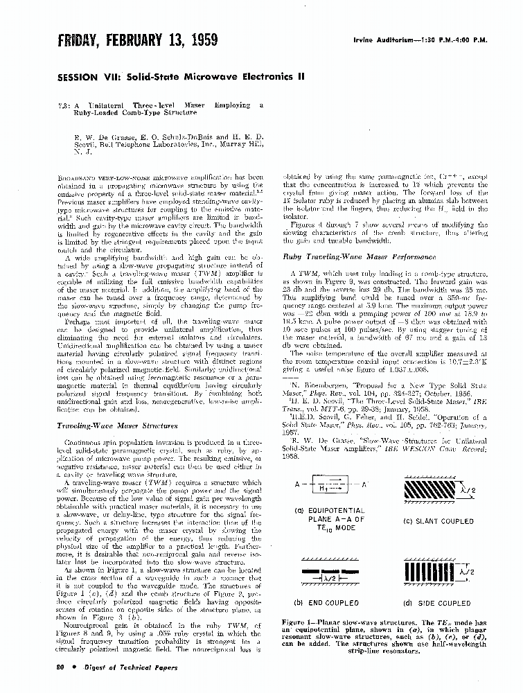 A unilateral three-level maser employing a ruby-loaded comb-type ...