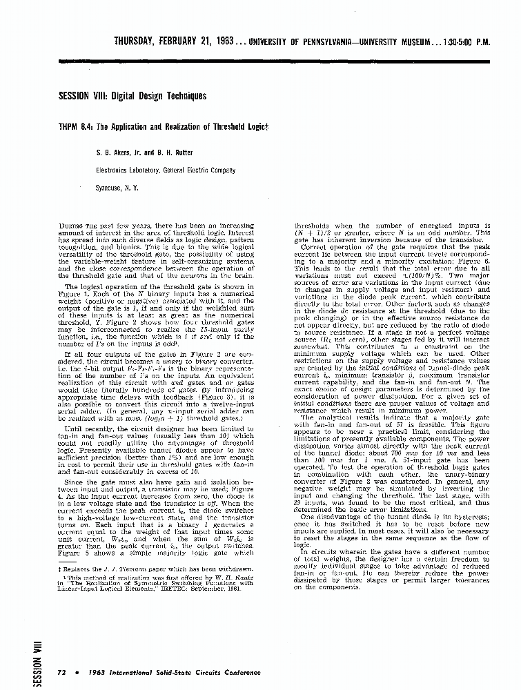 The application and realization of threshold logic | IEEE Conference ...