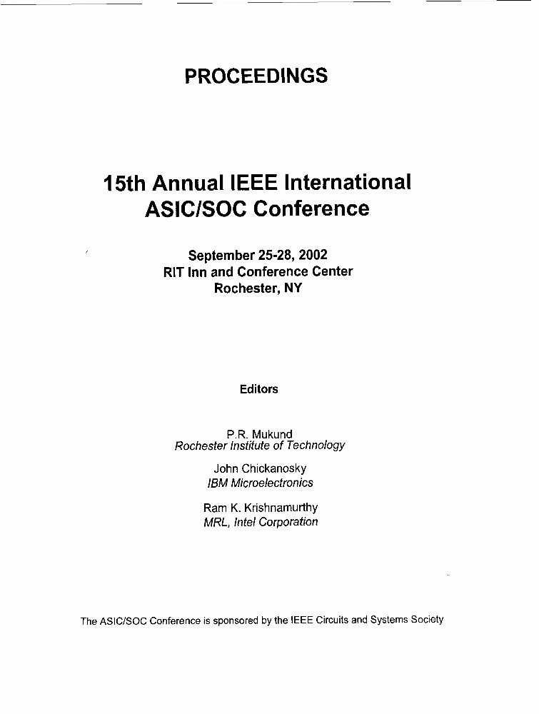 Proceedings 15th Annual IEEE International ASIC/SOC Conference (Cat. No ...