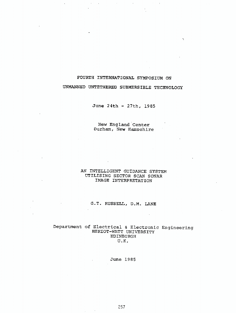 An Intelligent Guidance System Utilising Sector Scan Sonar Image Interpretation Ieee
