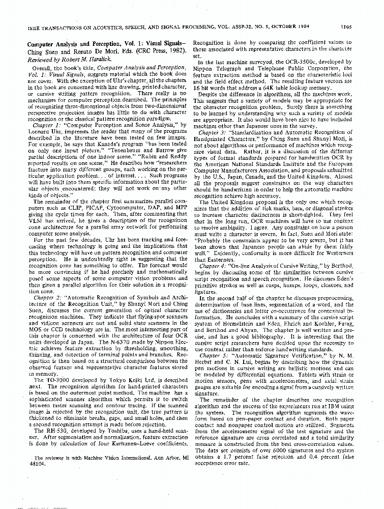 Computer analysis and perception, vol, 1: Visual signals | IEEE Journals & Magazine | IEEE Xplore