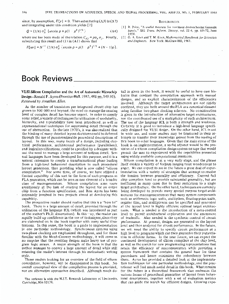VLSI Silicon compilation and the art of automatic microchip design ...