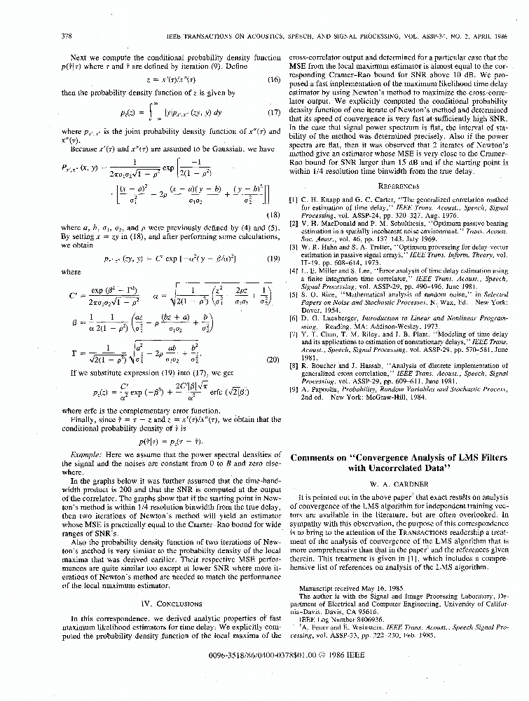 Comments On Convergence Analysis Of Lms Filters With Uncorrelated Data Ieee Journals
