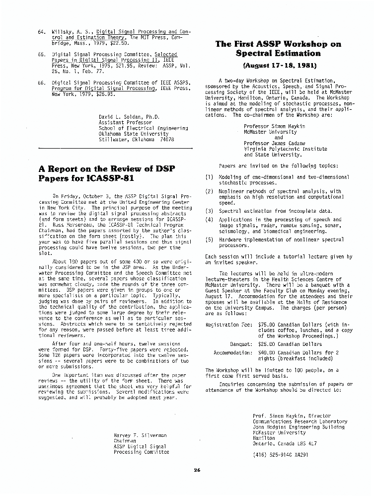 Review of DSP Papers for ICASSP-81 | IEEE Journals & Magazine | IEEE Xplore
