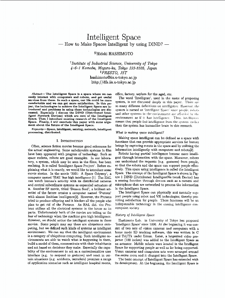 Intelligent space - how to make spaces intelligent by using DIND ...