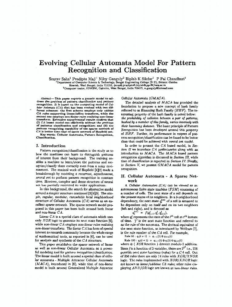Evolving cellular automata model for pattern recognition and classification | IEEE Conference ...