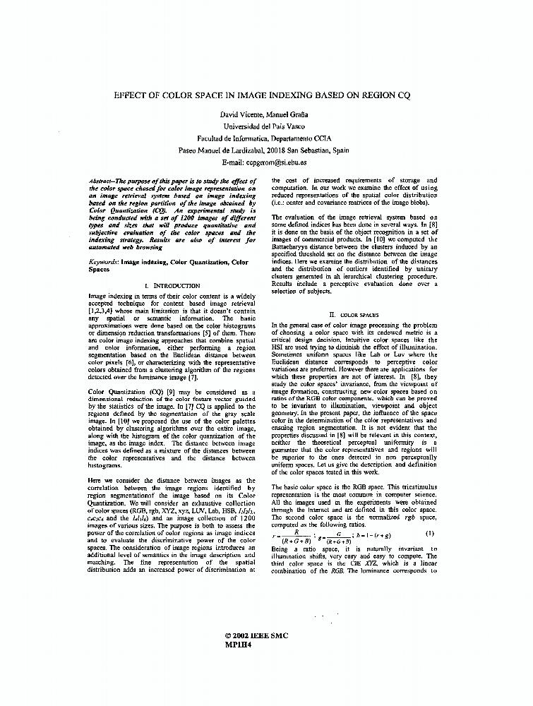Effect of color space in image indexing based on region CQ | IEEE ...
