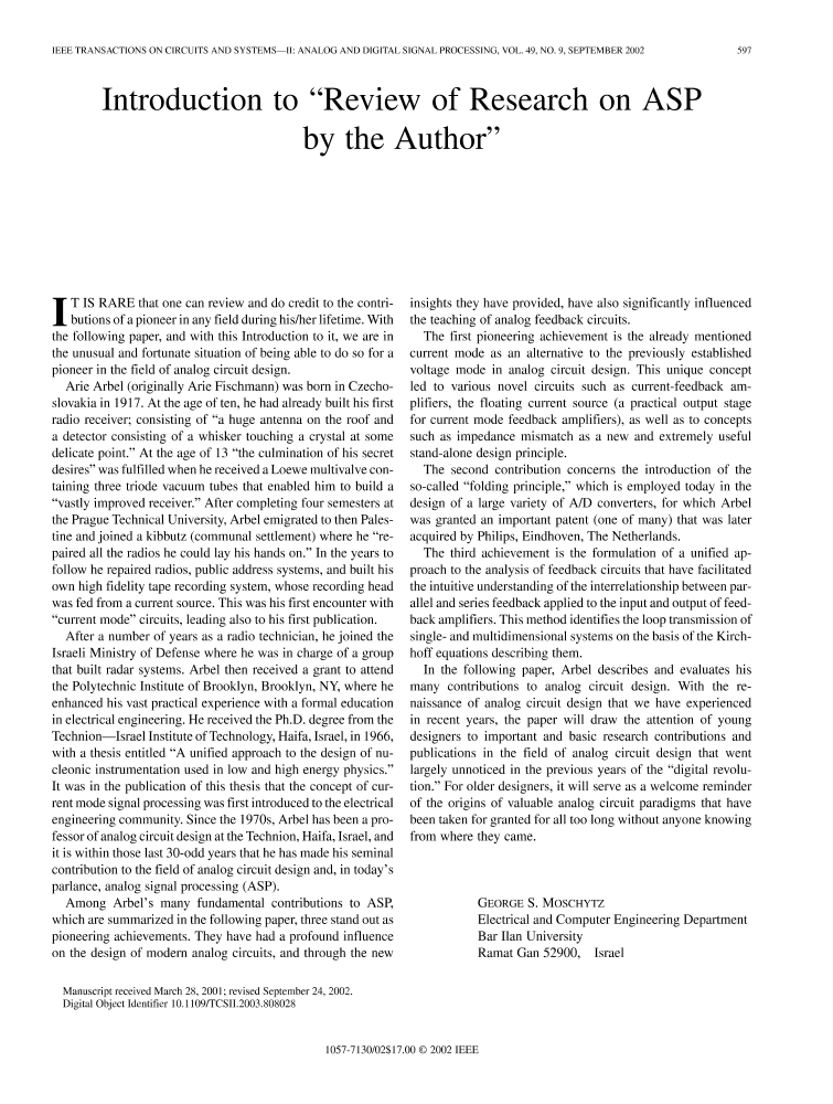 Introduction to "review of research on ASP by the author" | IEEE ...