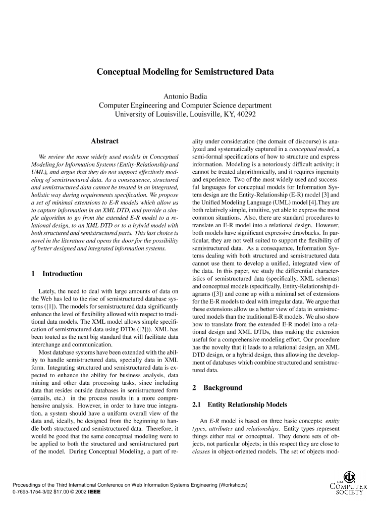 Conceptual modeling for semistructured data | IEEE Conference Publication | IEEE Xplore