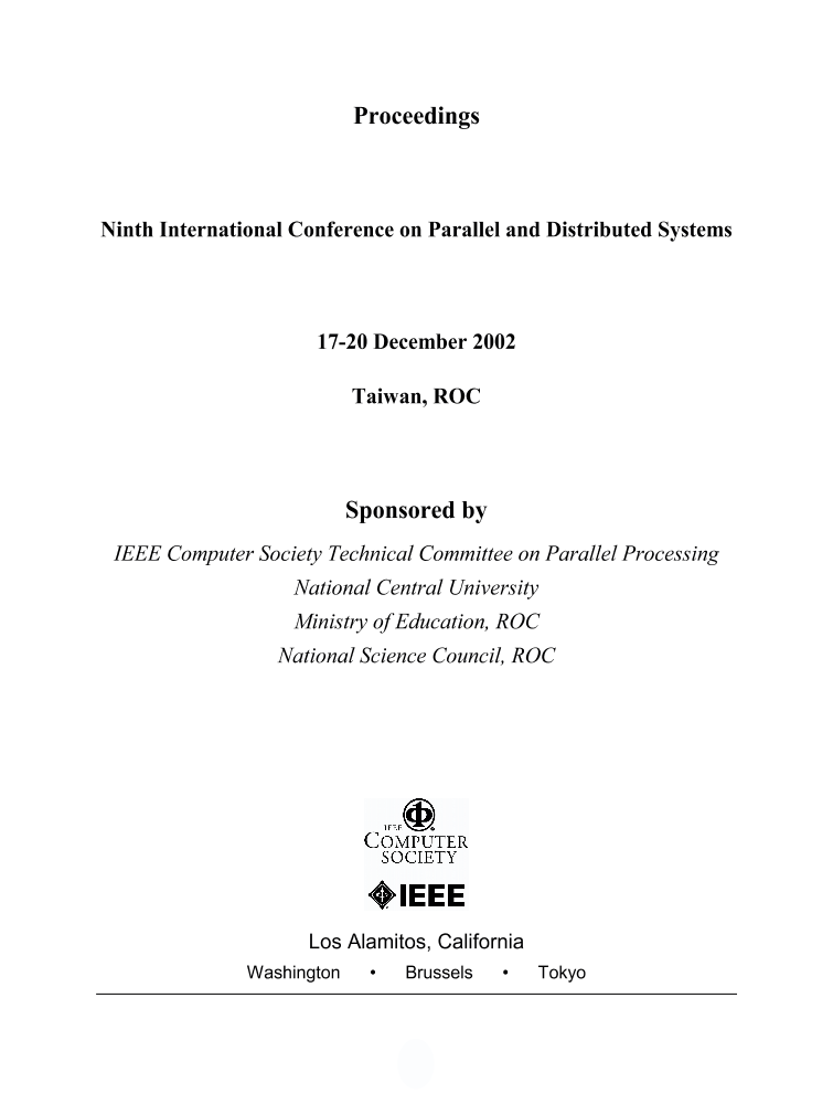Proceedings Ninth International Conference on Parallel and Distributed Systems | IEEE Conference ...