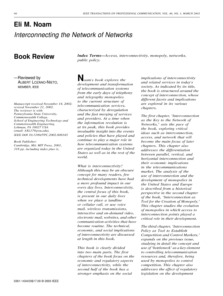 Interconnecting the Network of Networks [Book Review] | IEEE Journals ...