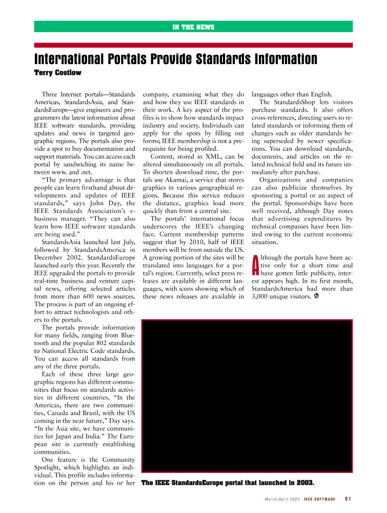 International portals provide standards information | IEEE Journals & Magazine | IEEE Xplore