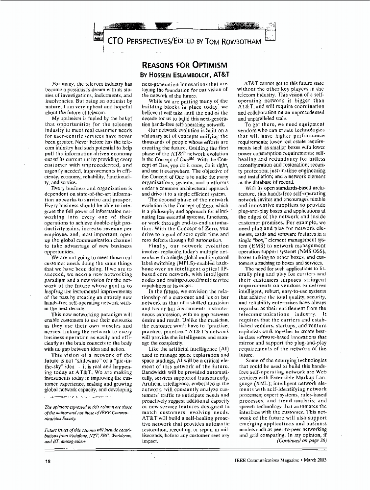 Reasons for optimism | IEEE Journals & Magazine | IEEE Xplore