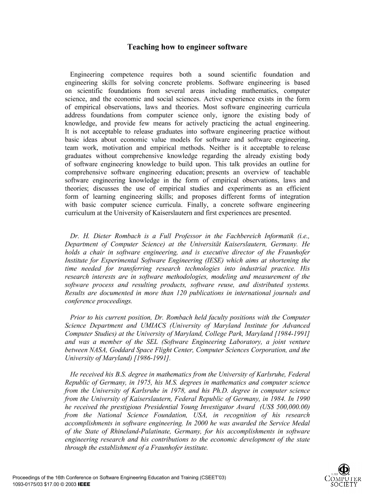 Teaching how to engineer software | IEEE Conference Publication | IEEE ...