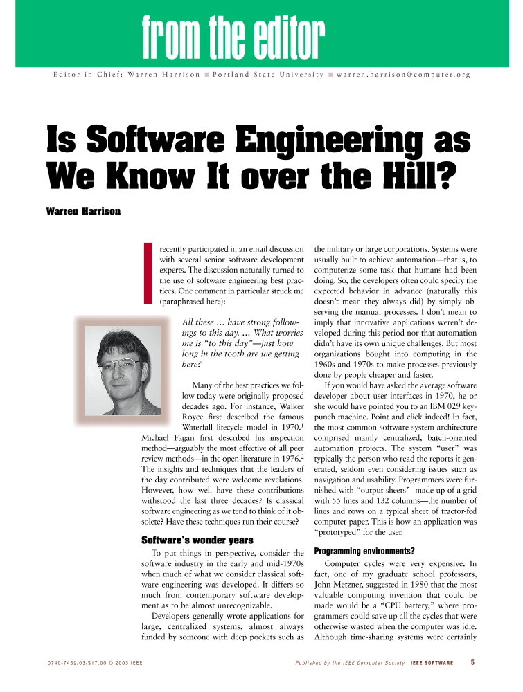 Is software engineering as we know it over the hill? | IEEE Journals ...