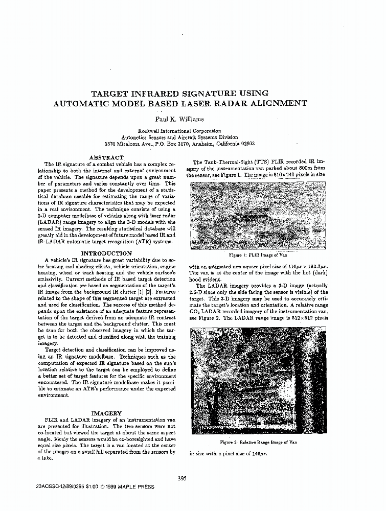 Target infrared signature using automatic model based laser radar ...