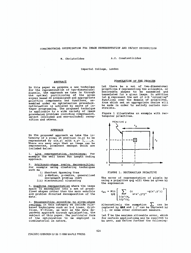 Combinatorial optimization for image representation and object recognition | IEEE Conference ...