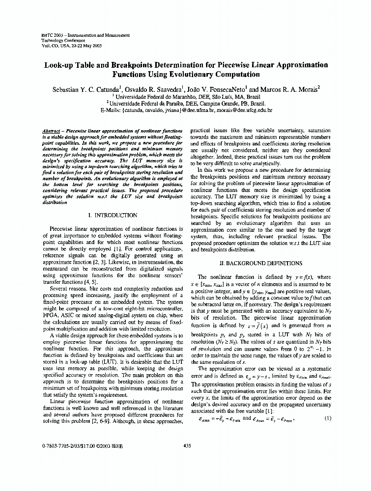 Look-up table and breakpoints determination for piecewise linear approximation functions using ...