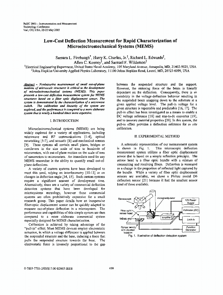 Low-cost deflection measurement for rapid characterization of ...