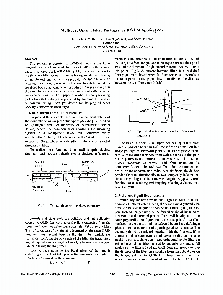 Multipart optical filter packages for DWDM applications | IEEE ...