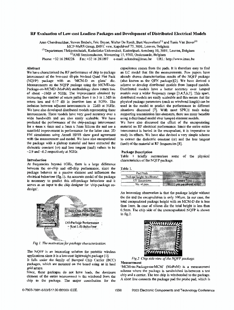 RF evaluation of low-cost leadless packages and development of ...