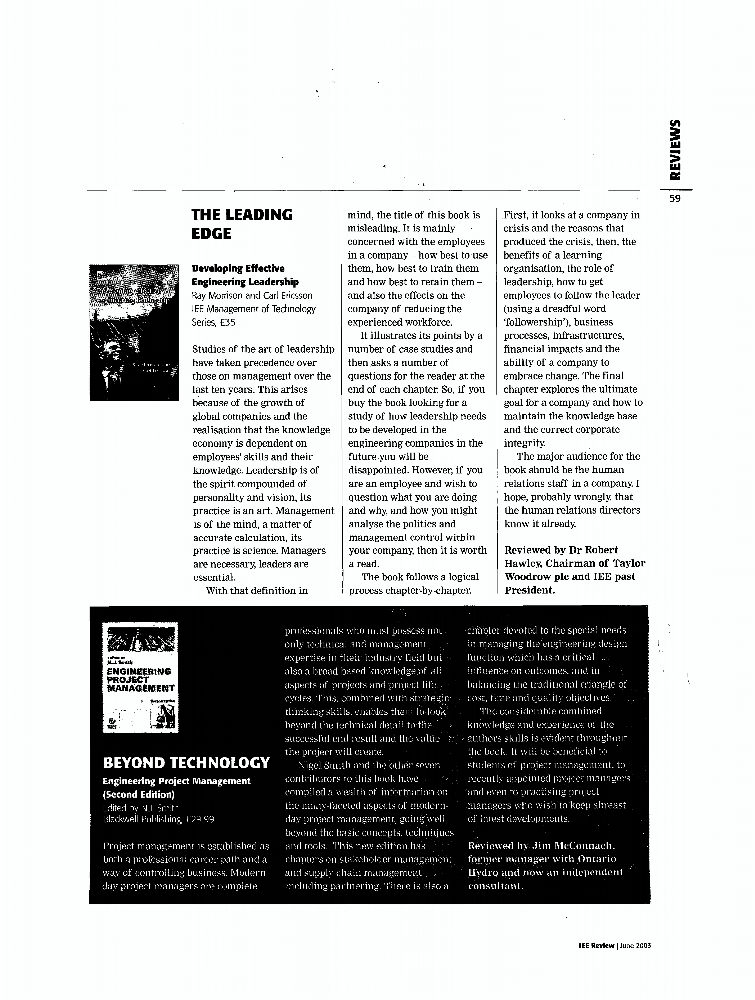 The Leading Edge - Developing Effective Engineering Leadership [Book ...