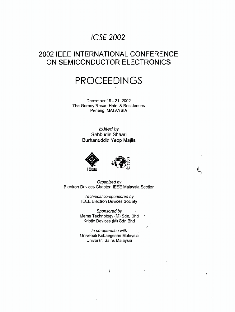 ICSE 2002. IEEE International Conference on Semiconductor Electronics ...
