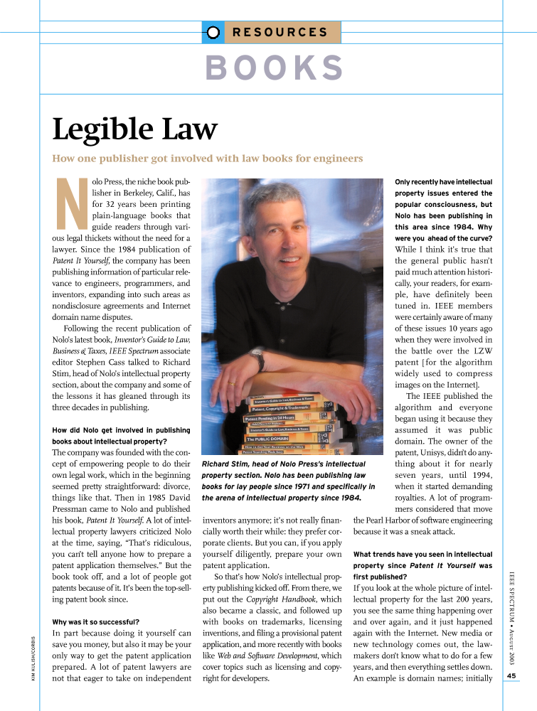 Inventor's guide to law, business and taxes [Book Review] | IEEE ...