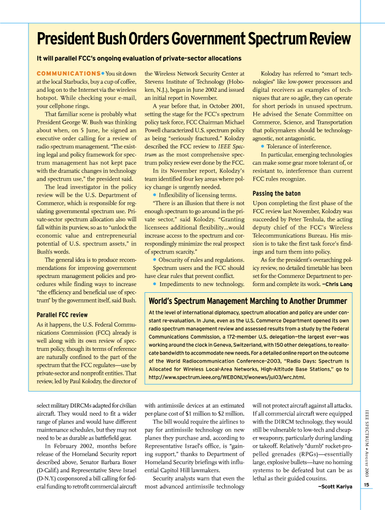 President Bush orders government spectrum review | IEEE Journals ...