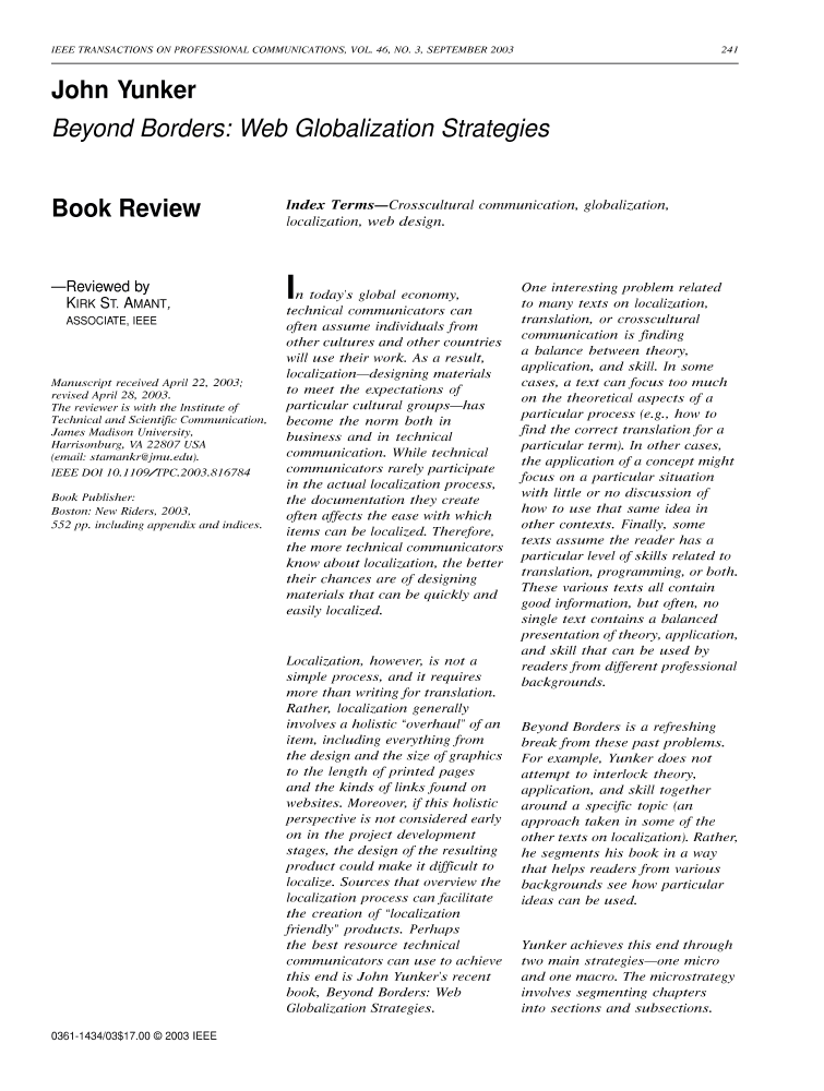 Beyond borders: Web globalization strategies [Book Review] | IEEE ...