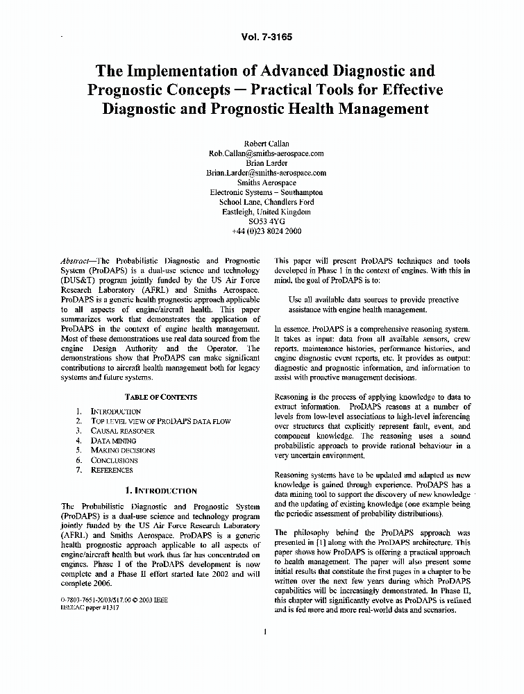 The implementation of advanced diagnostic and prognostic concepts ...