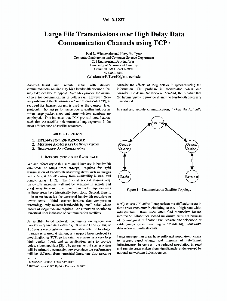 Large file transmissions over high delay data communication channels ...