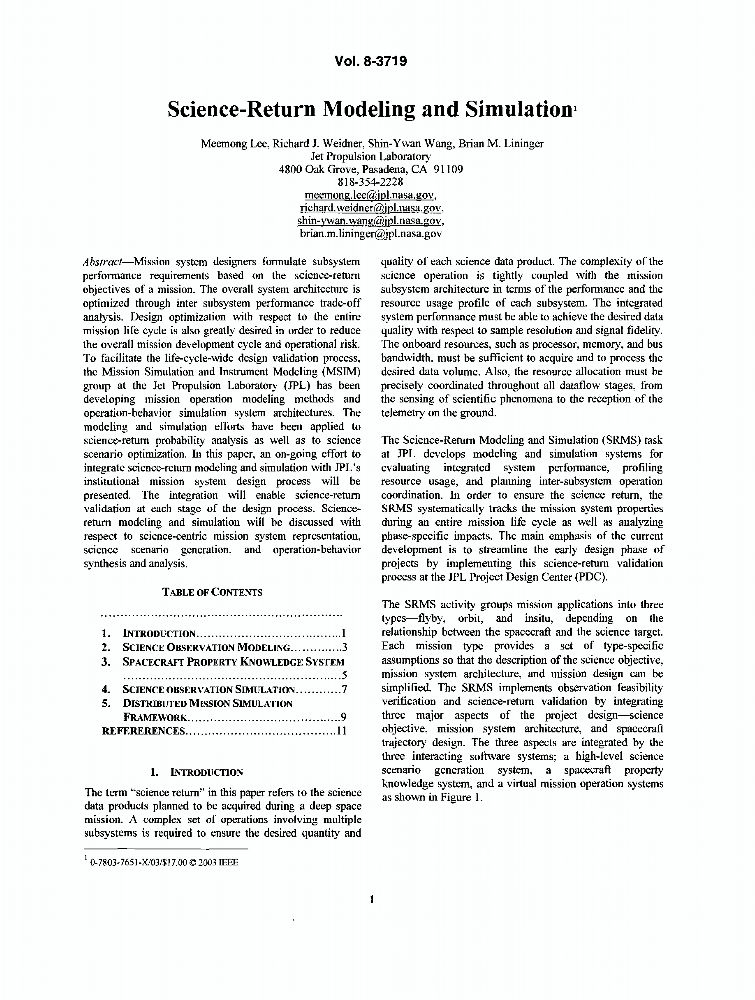 Science-return modeling and simulation | IEEE Conference Publication ...