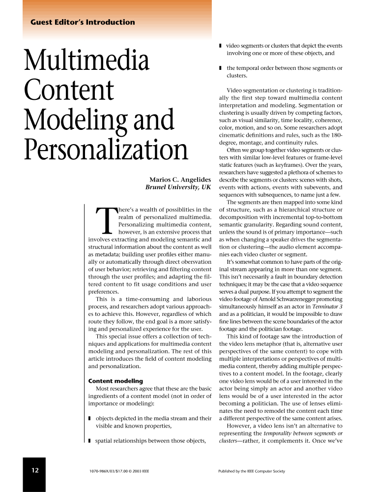 Multimedia content modeling and personalization | IEEE Journals ...