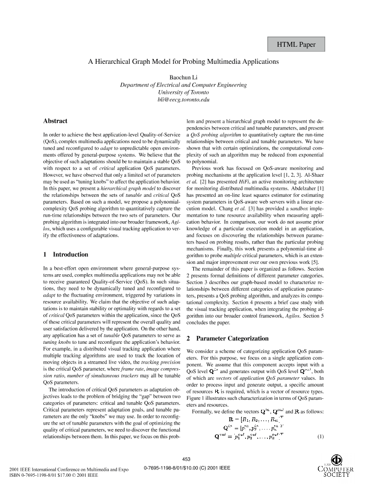 A hierarchical graph model for probing multimedia applications | IEEE ...
