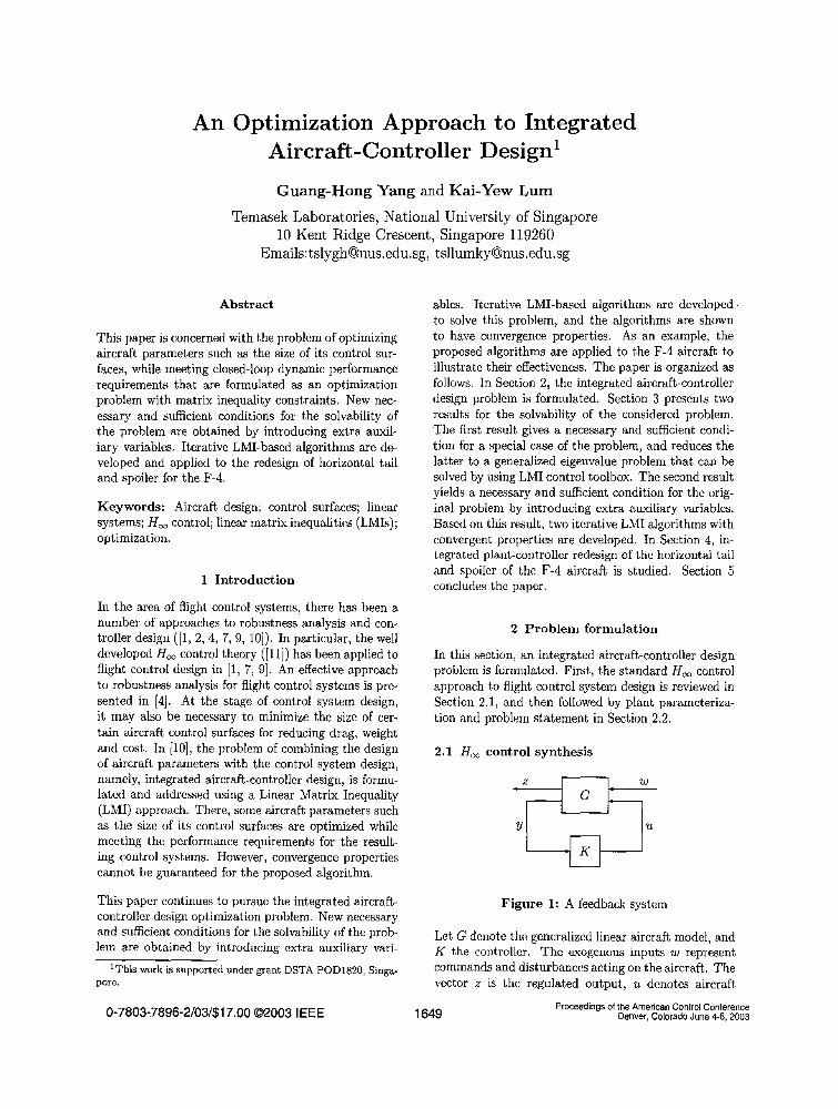 An optimization approach to integrated aircraft-controller design ...
