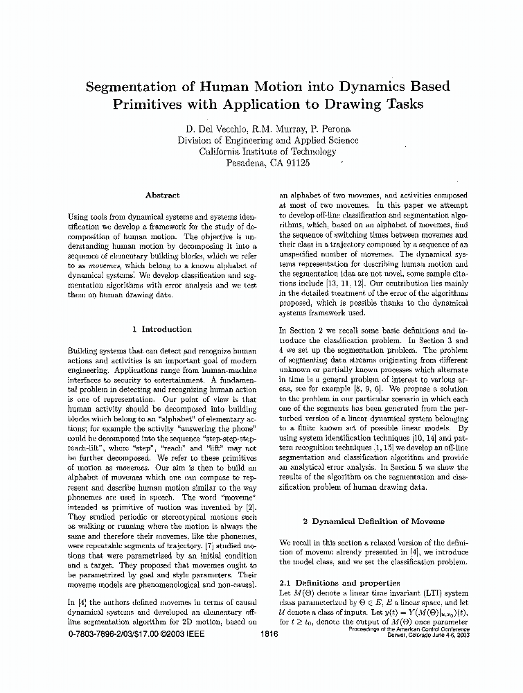 Segmentation of human motion into dynamics based primitives with ...