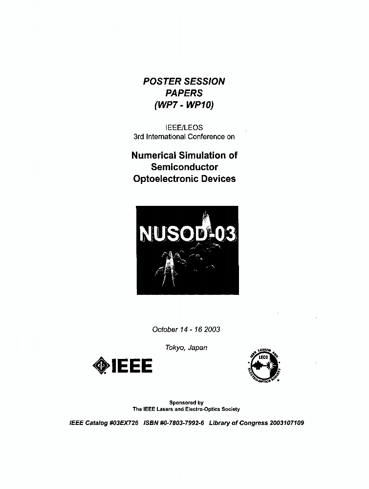 Poster Session Papers for IEEE/LEOS 3rd International Conference on ...
