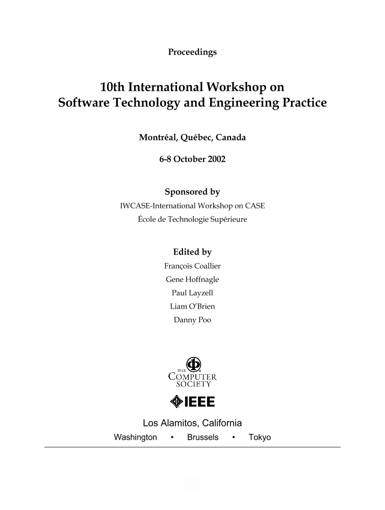 Proceedings 10th International Workshop on Software Technology and Engineering Practice | IEEE ...