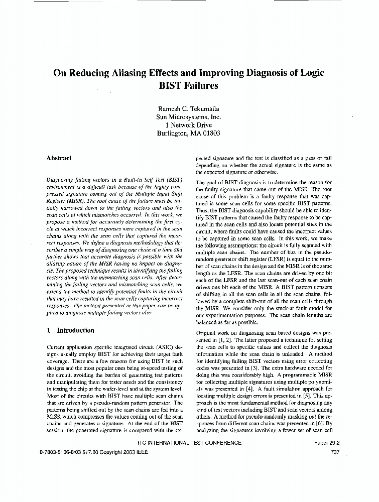 On reducing aliasing effects and improving diagnosis of logic bist ...