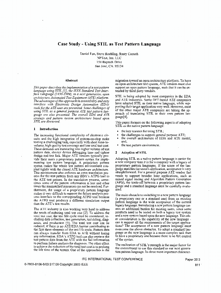 Case study - using stil as test pattern language | IEEE Conference ...
