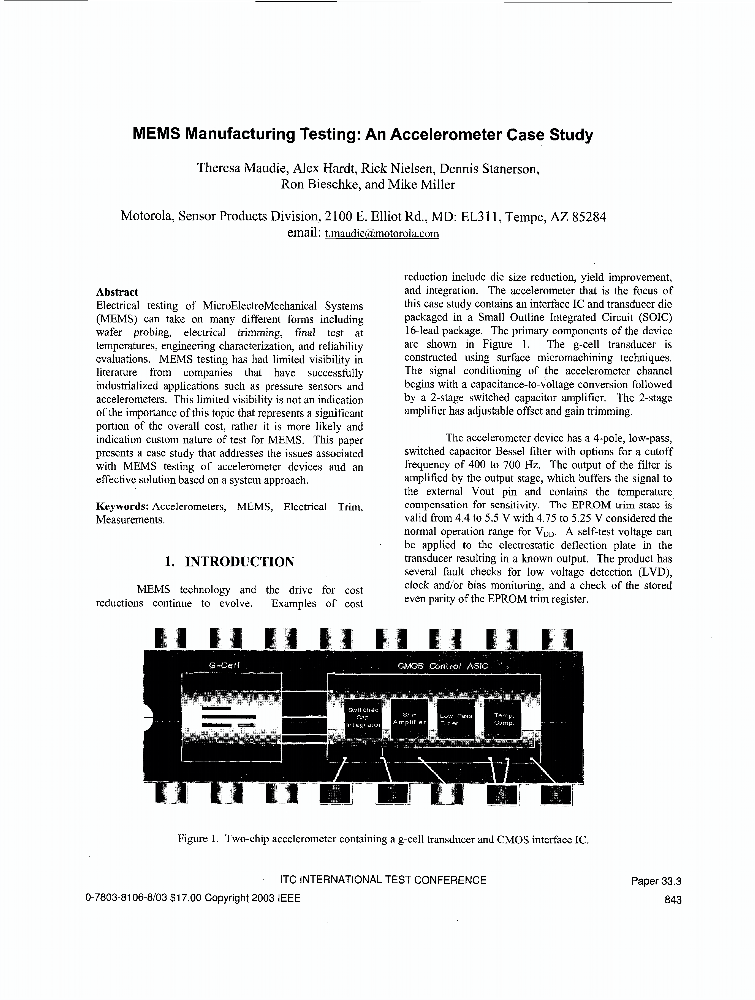 Mems manufacturing testing: an accelerometer case study | IEEE ...