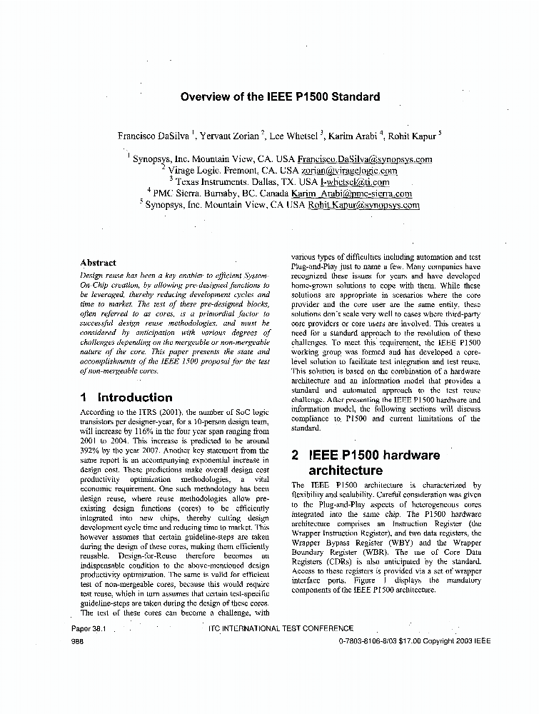 Overview of the IEEE P1500 standard | IEEE Conference Publication ...