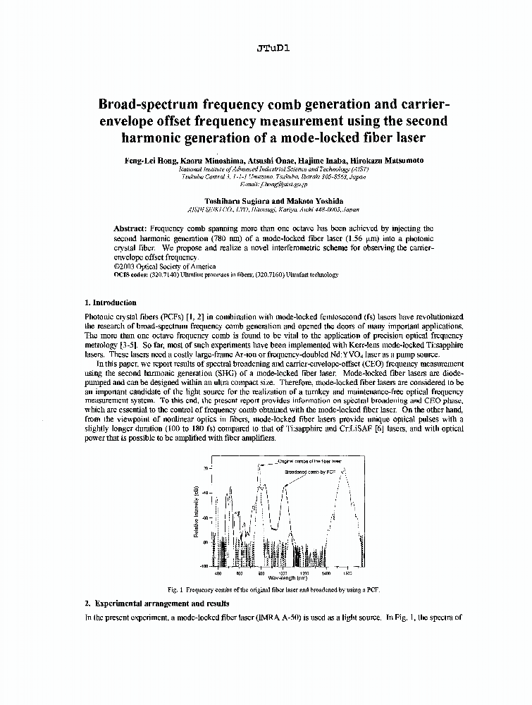 Broad-spectrum frequency comb generation and carrier-envelope offset ...