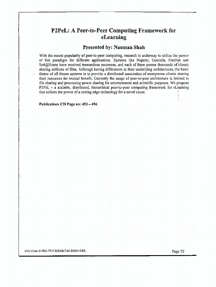 P2PeL: a peer-to-peer computing frame-work for eLearning | IEEE ...