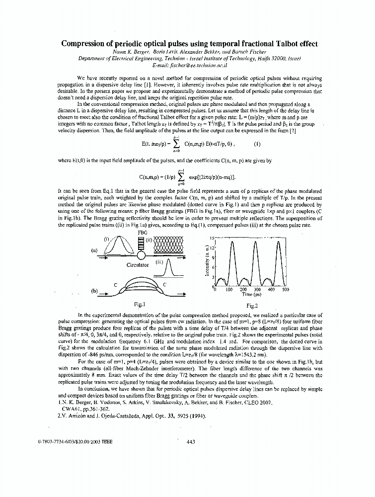 Compression of periodic optical pulses using temporal fractional Talbot ...