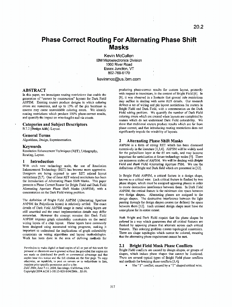Phase correct routing for alternating phase shift masks | IEEE ...
