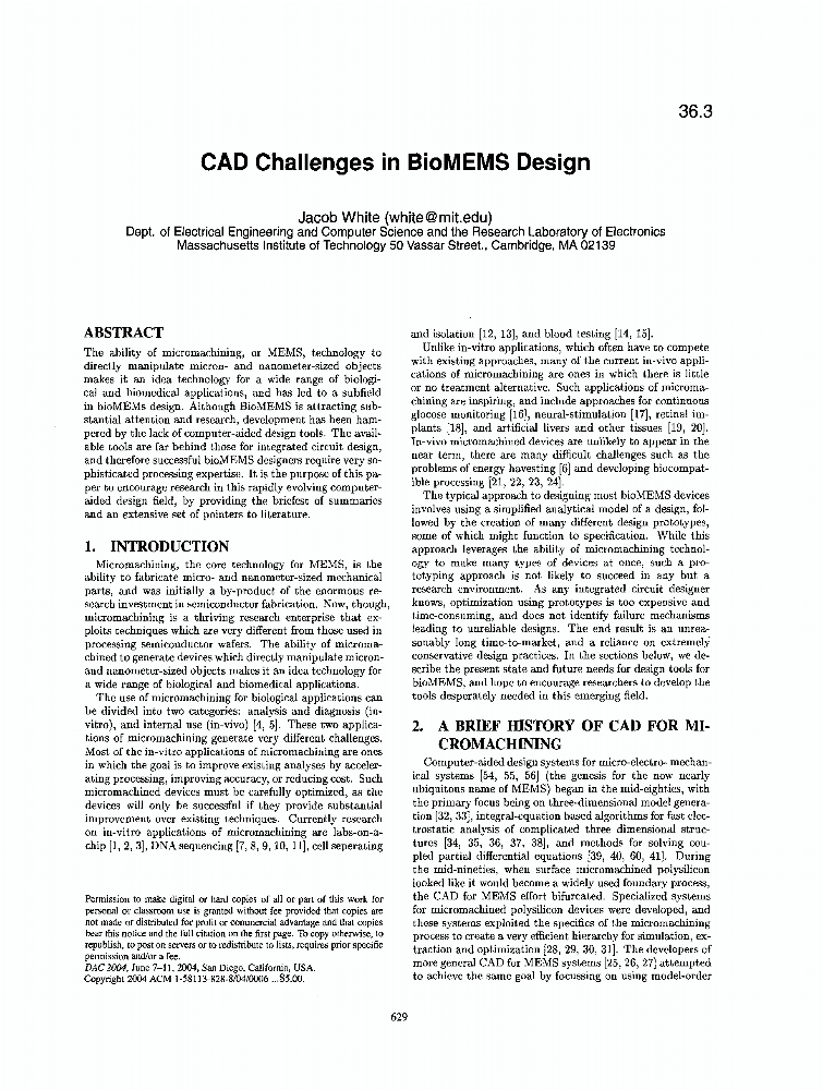 CAD challenges in BioMEMS design | IEEE Conference Publication | IEEE ...