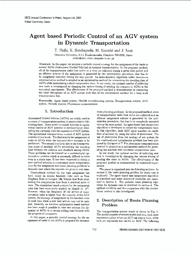 Agent based periodic control of an AGV system in dynamic transportation ...